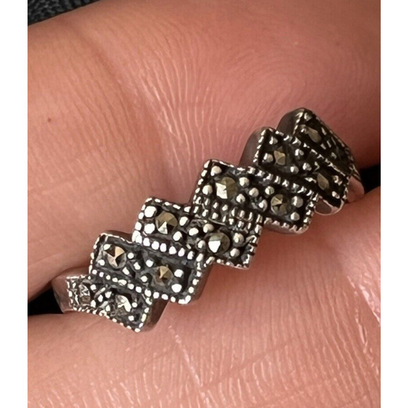 Unbranded | Jewelry | Vintage Sterling Silver Marcasite Diagonal Ring ...